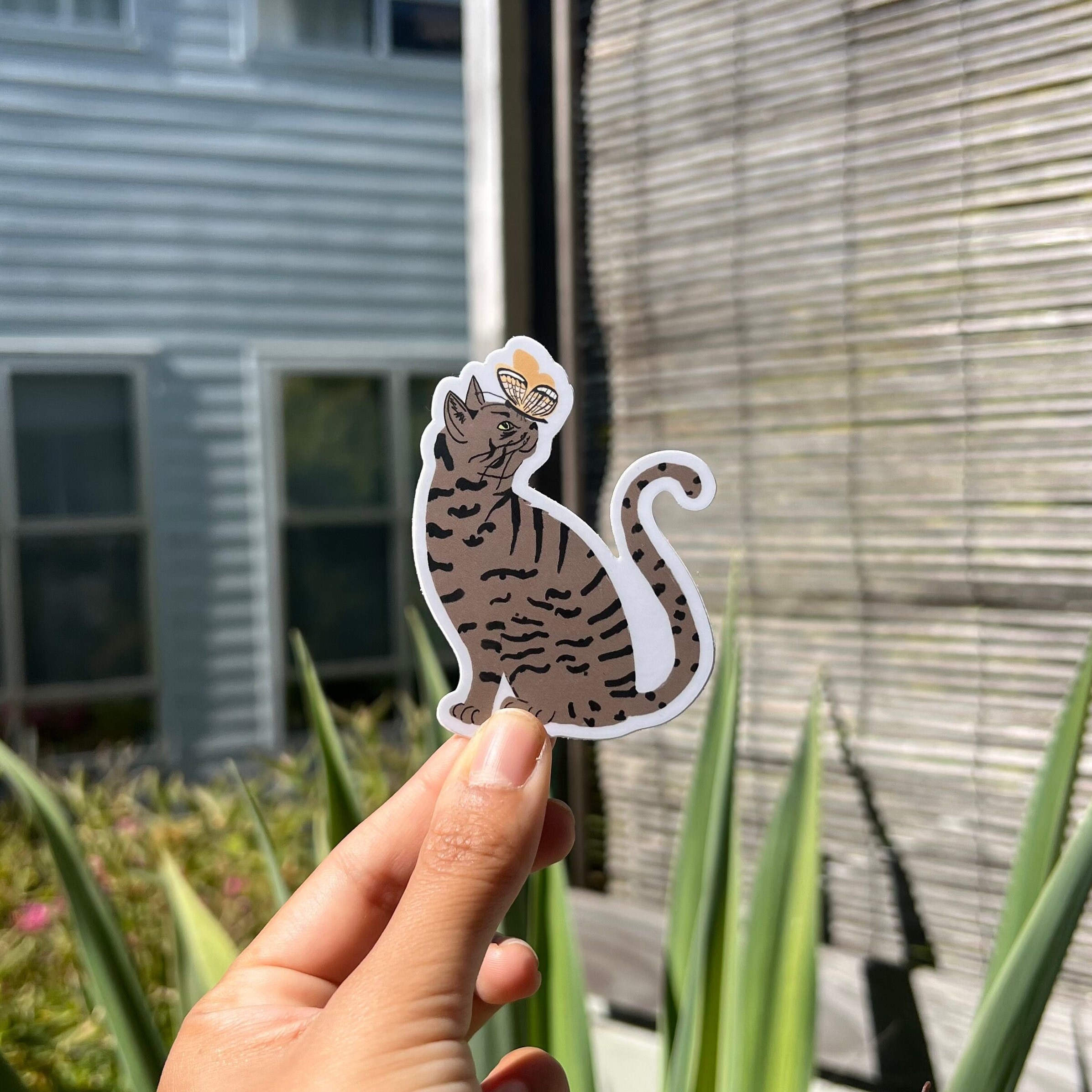 Tabby Cat Vinyl Sticker Hand Drawn, Gift for Cat Lovers, Cat Moms and ...