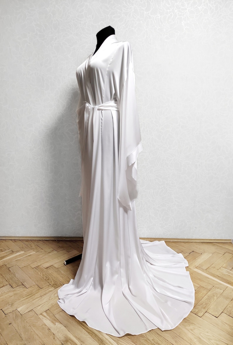 Satin Robe With Train Silk Bridal Robe Floor Length Robe - Etsy
