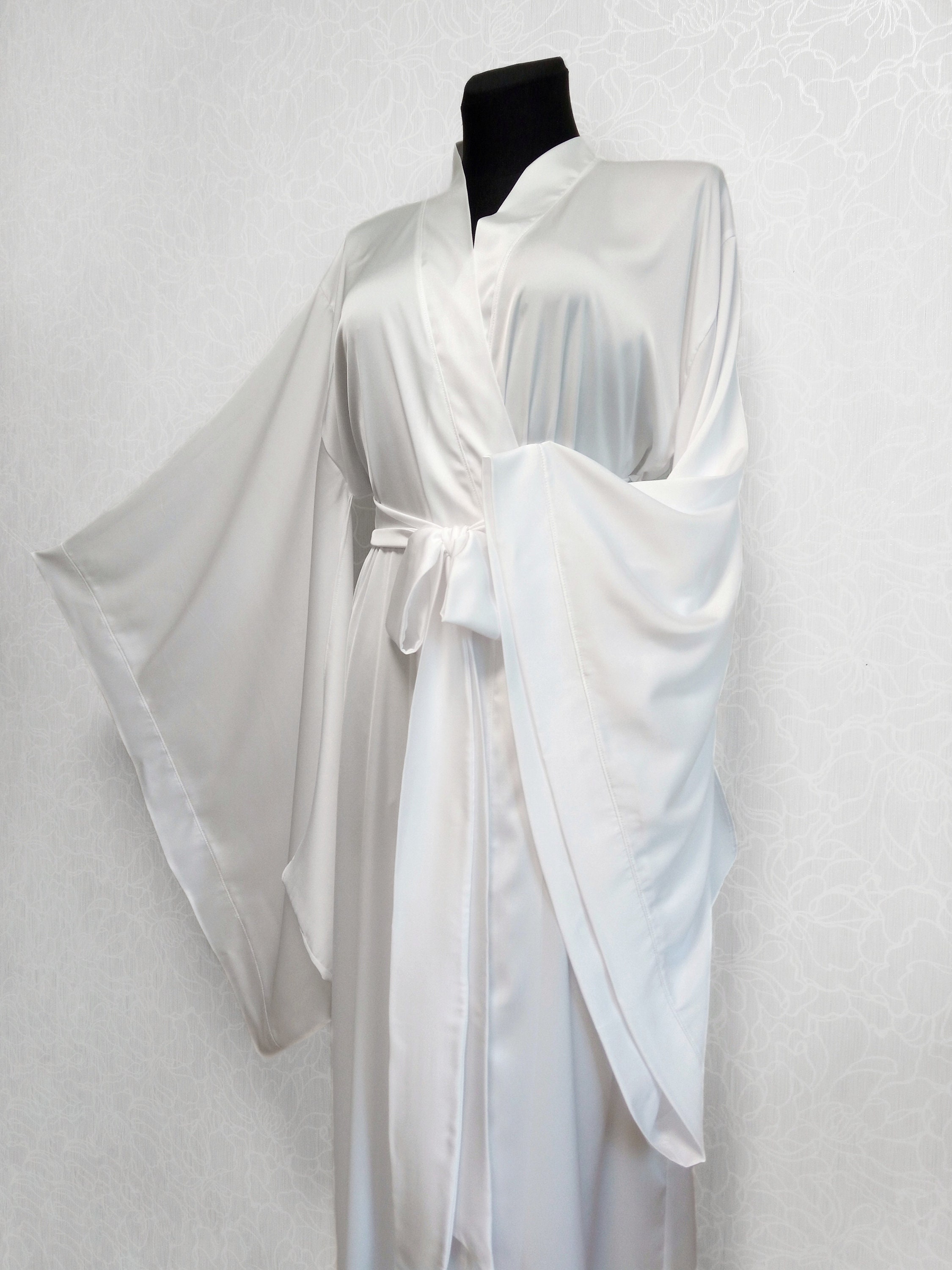 White Bridal Robe Silk Dressing Gown Bridal Party Robes - Etsy