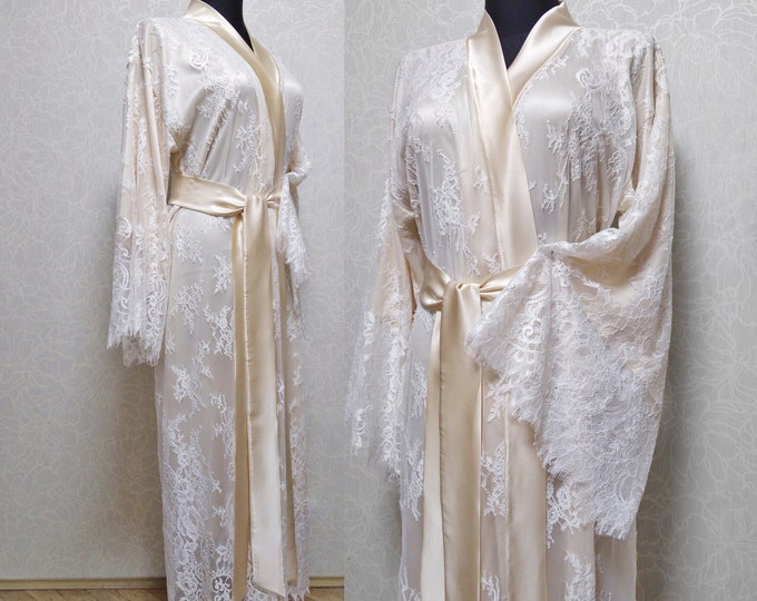 White Wedding Robe, Long Bridal Robe, Plus Size Robe, Bridesmaid Robes ...