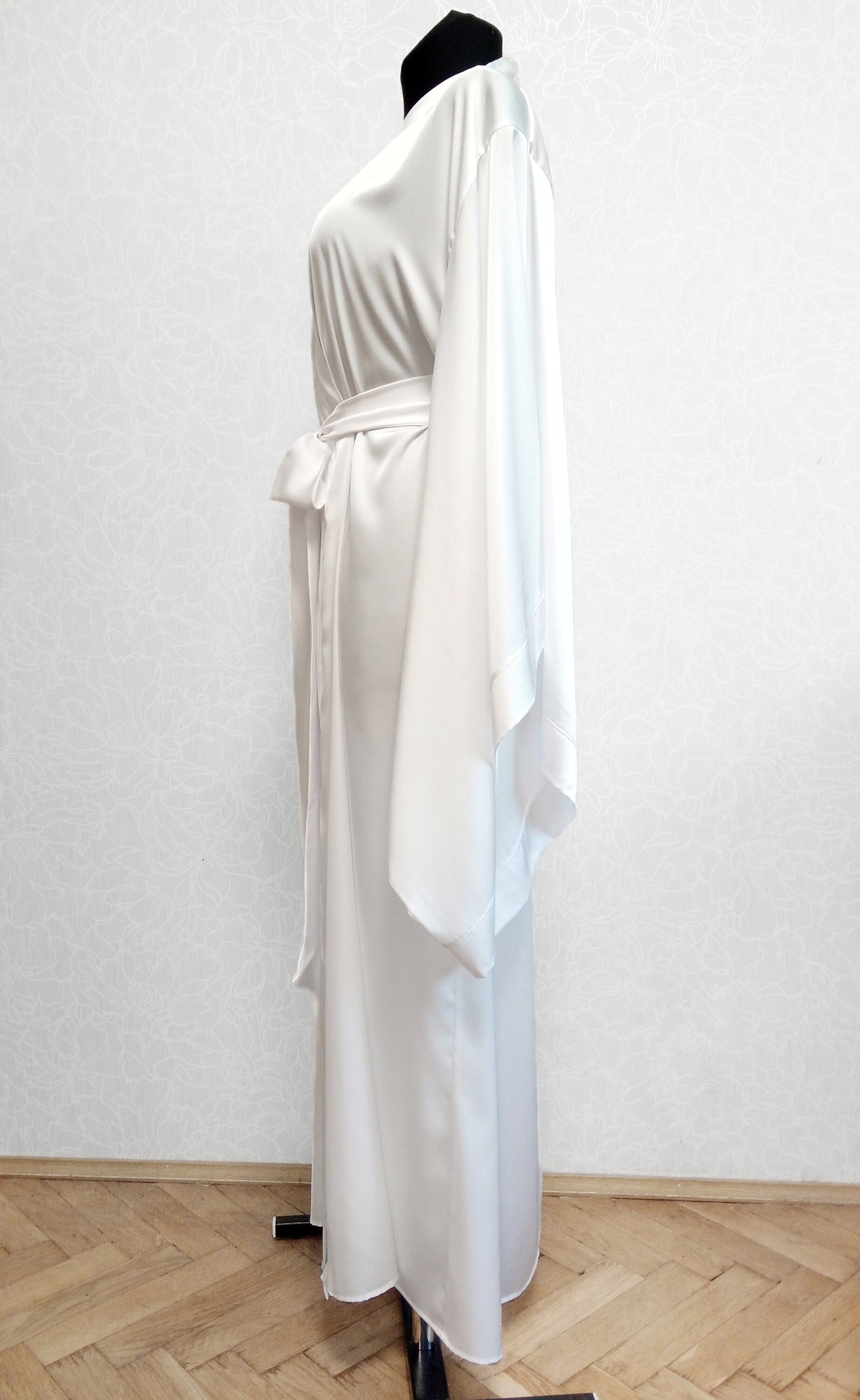 White Bridal Robe Silk Dressing Gown Bridal Party Robes | Etsy