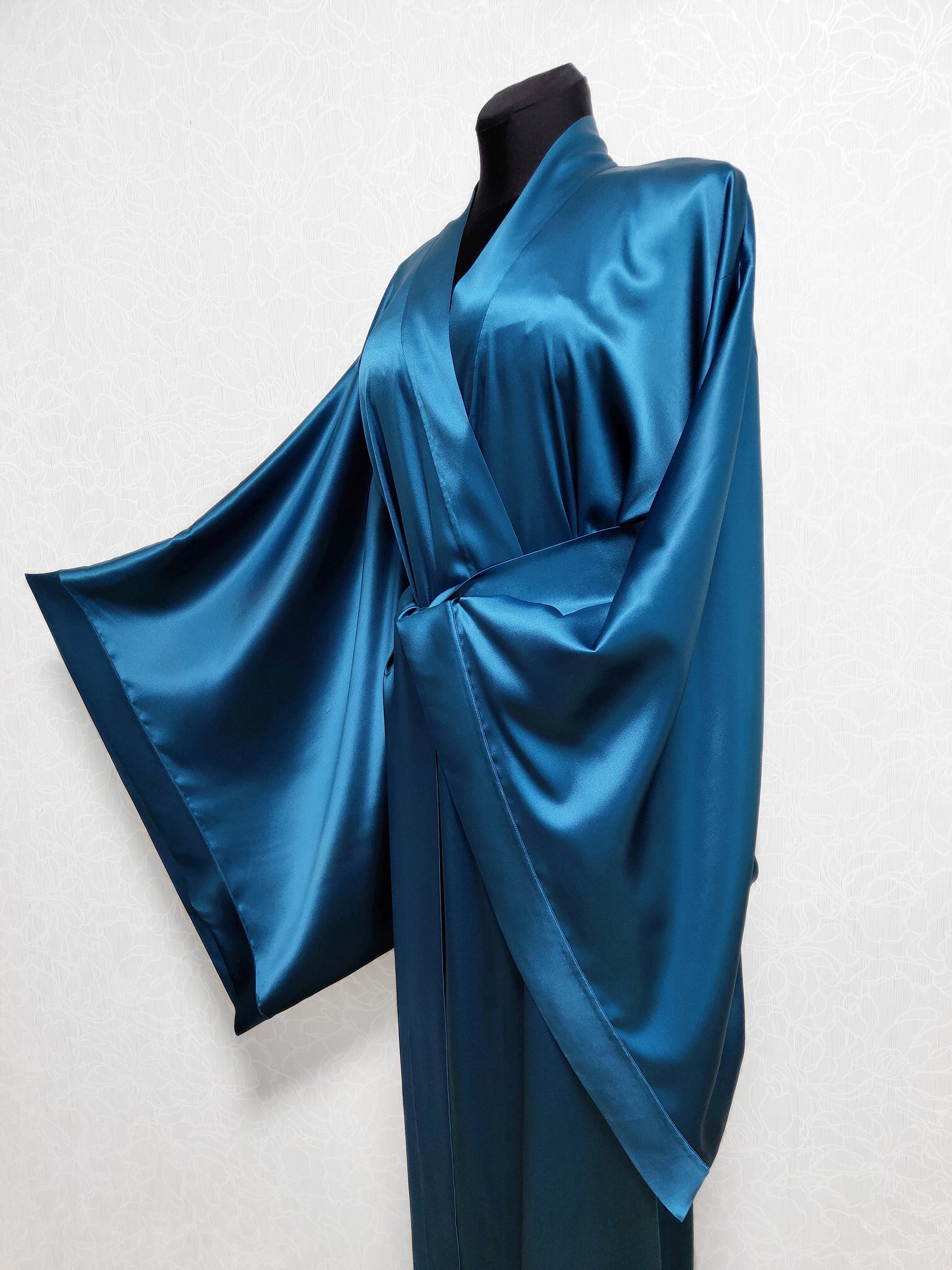 Long Satin Robe Silk Kimono Robe Kimono Dressing Gown Silk - Etsy