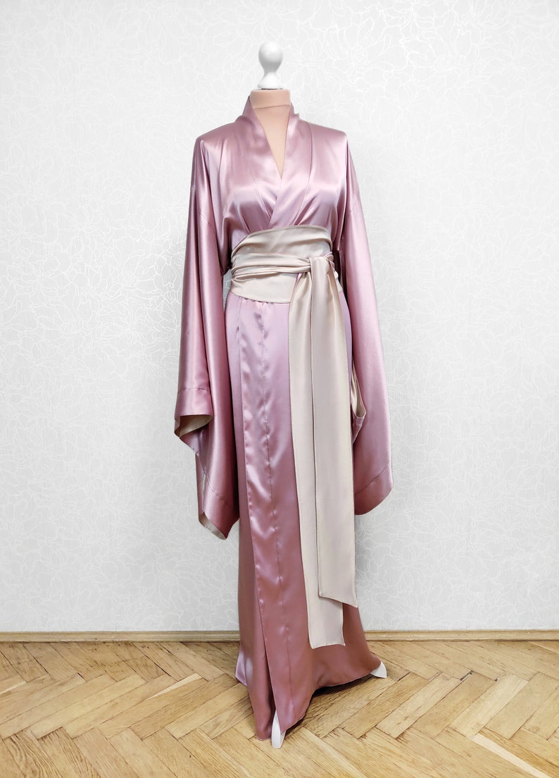 Silk Kimono Robe Ined Satin Long Satin Robe Custom Silk | Etsy