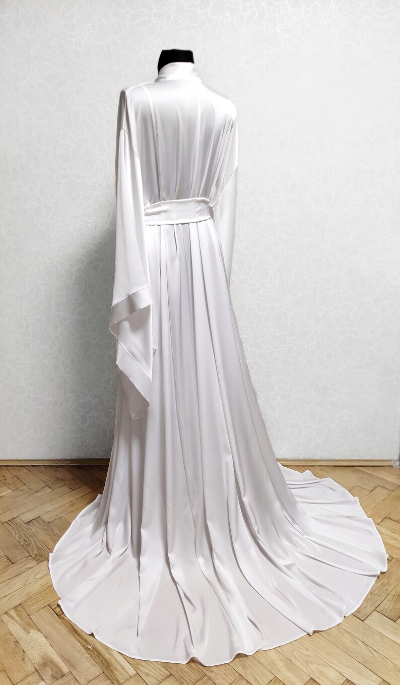 Satin Robe With Train Silk Bridal Robe Floor Length Robe - Etsy