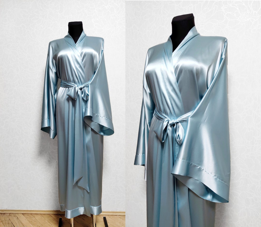 Silk Bridesmaid Robes, Light Blue Bride Robe, Custom Dressing Gown 24 ...