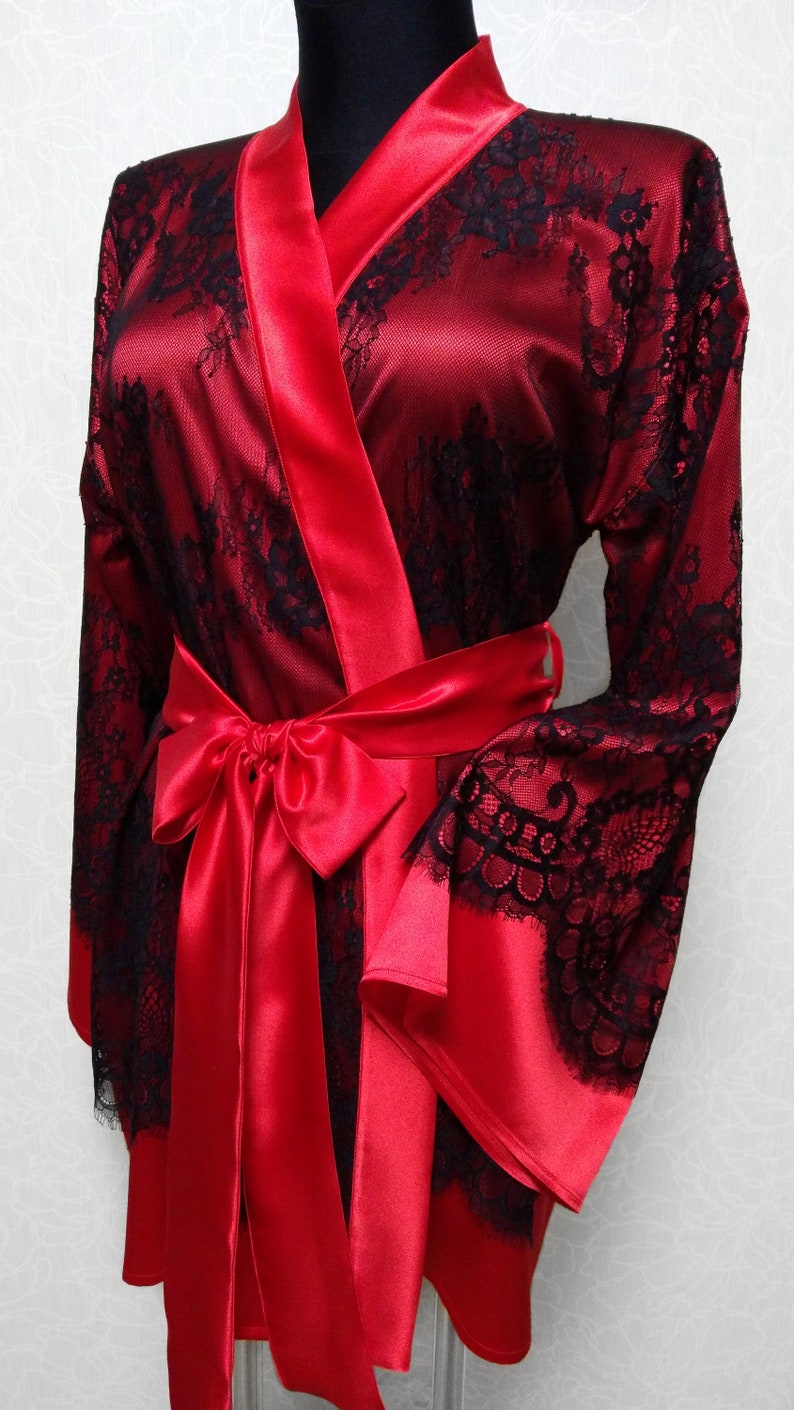 Long Satin Robe Kimono Dressing Gown Mulberry 24 Colors Silk Etsy