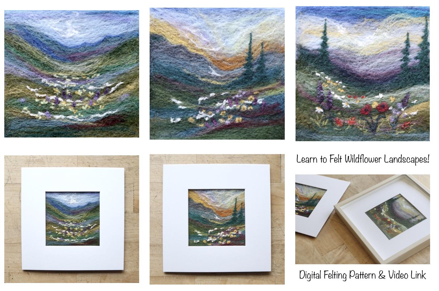Needle Felted Painting Pattern - Video Instruction for 3 Wildflower ...