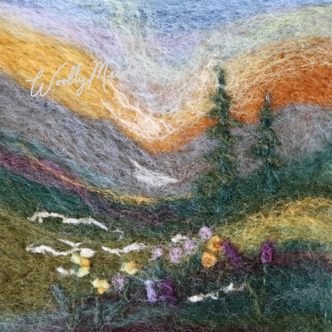 Felted Painting - Wildflower Art - Needle Felted Art - Framed Art ...
