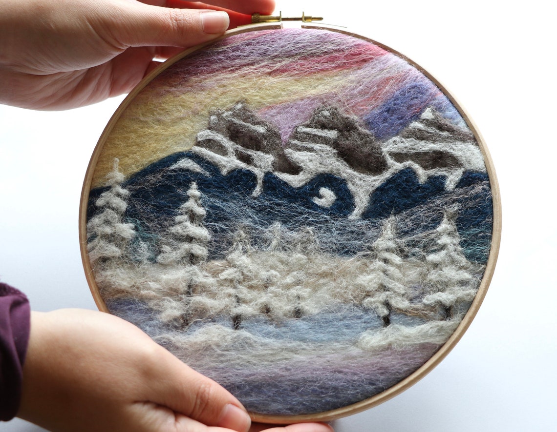 Felted Sky and Mountain Painting Kit Learn to Felt 2D - Etsy