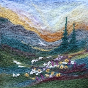 Needle Felted Painting Pattern - Video Instruction for 3 Wildflower ...