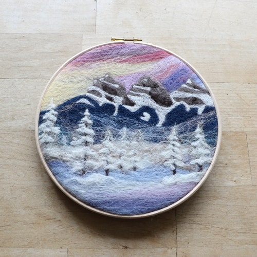 Felted Sky and Mountain Painting Kit Learn to Felt 2D - Etsy