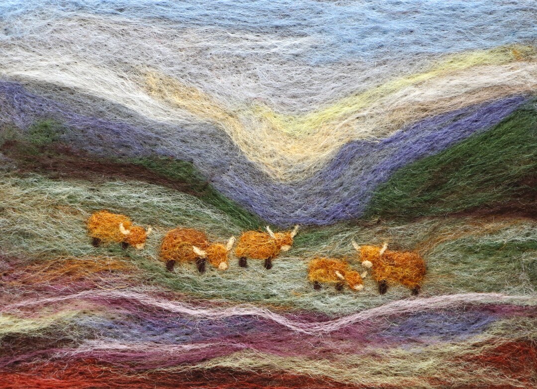 Make a Felted Painting - Highland Cow - Painting With Wool - Felt 2D ...
