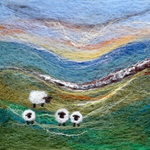 Needle Felted Painting Pattern - PDF and Video Tutorial - Four Seasons Sheep - Felted Art ...