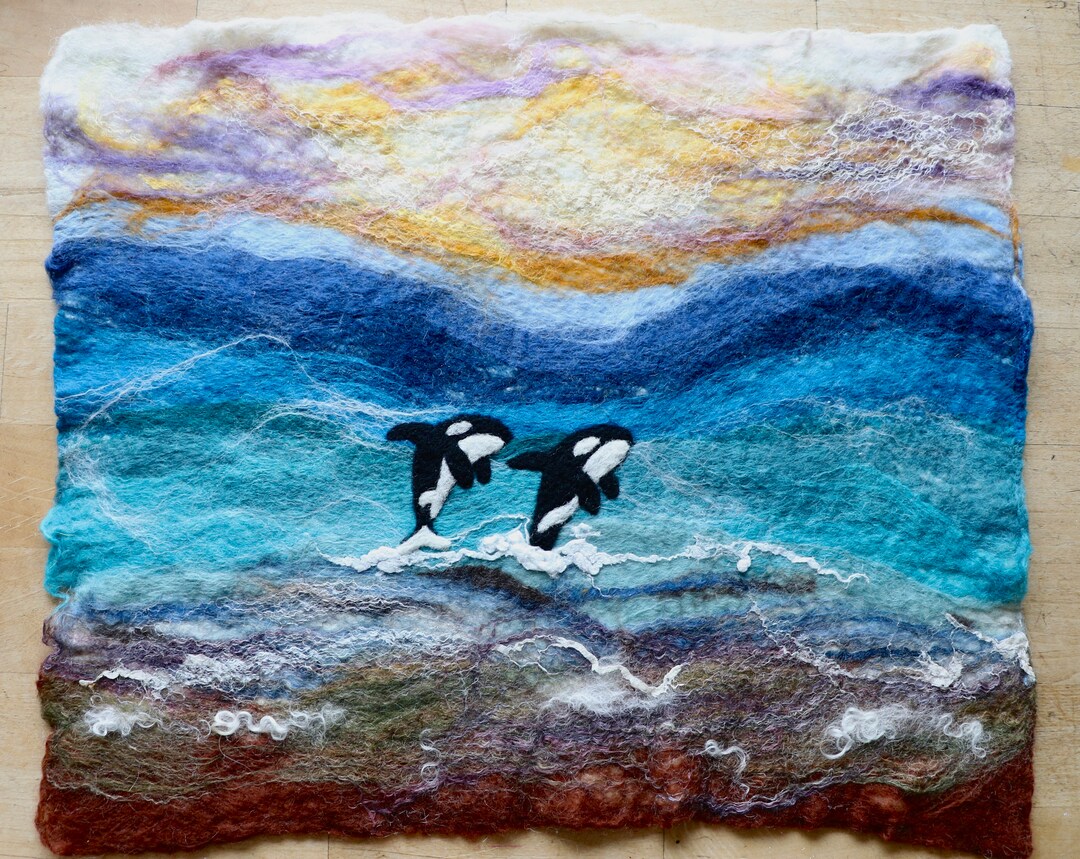 Wet Felting Lesson - Felted Landscape Tutorial - Wool Wall Hanging ...