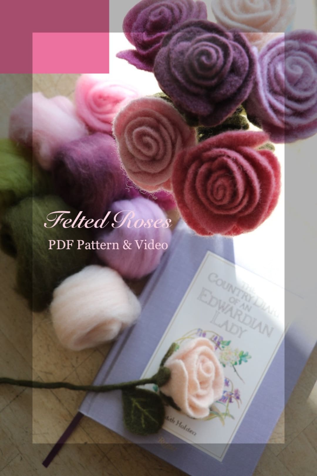 Felted Flower Needle Felting PDF Pattern - How to Make Felted Flowers ...