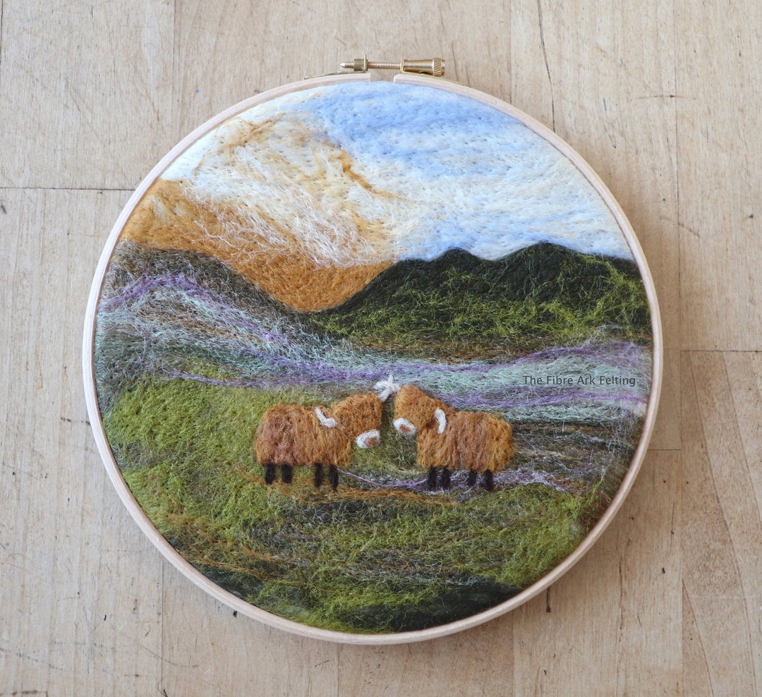Highland Cow Painting With Wool Beginner 2D Felting Learn - Etsy