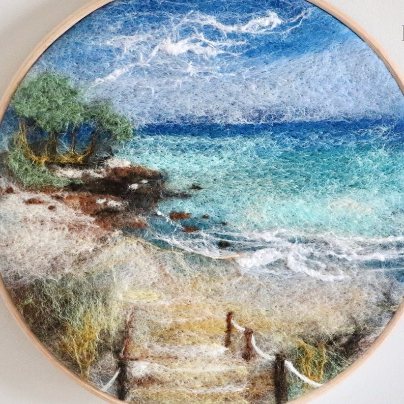 Felted Sky and Ocean - Landscape Painting With Wool - Needle Felting ...