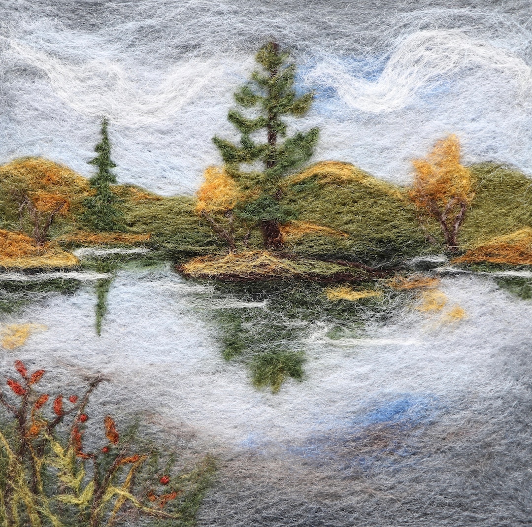 Lakeview Reflections Wool Painting Pattern PDF - Needle Felted Painting ...