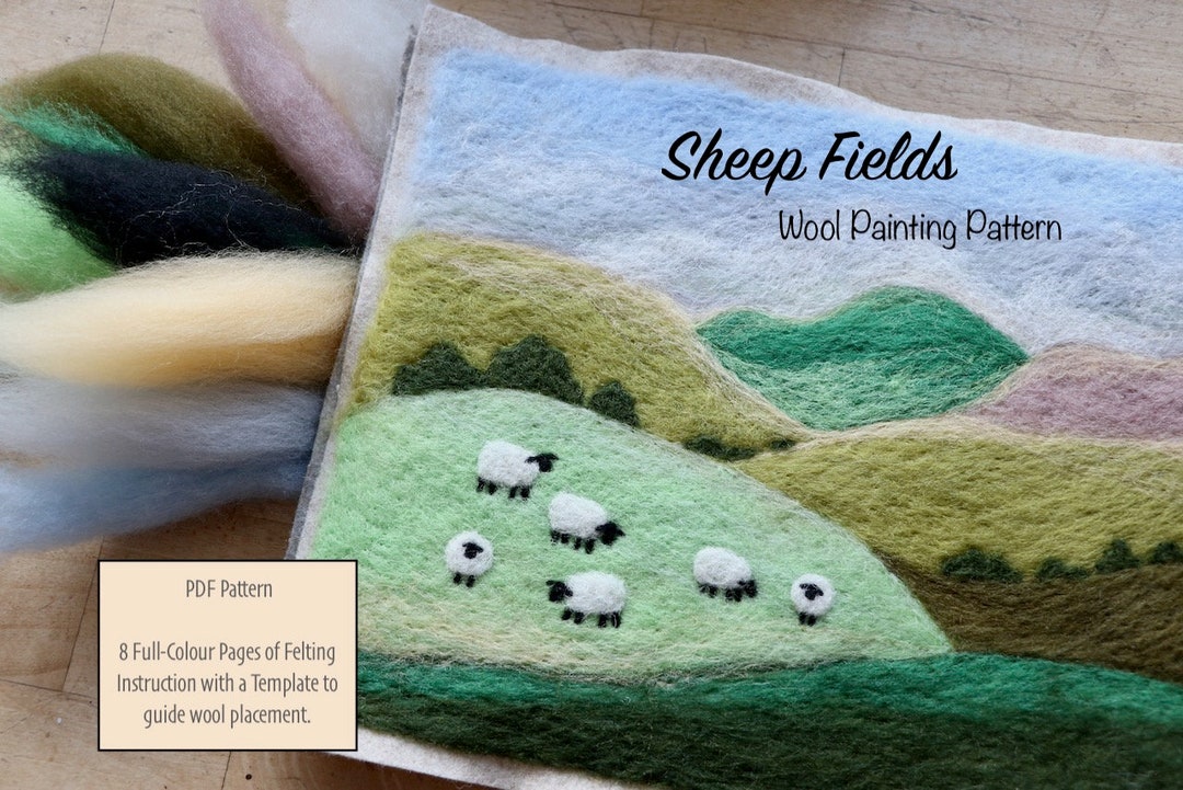 Sheep Wool Painting Pattern - Needle Felting Wool - Fiber Art ...