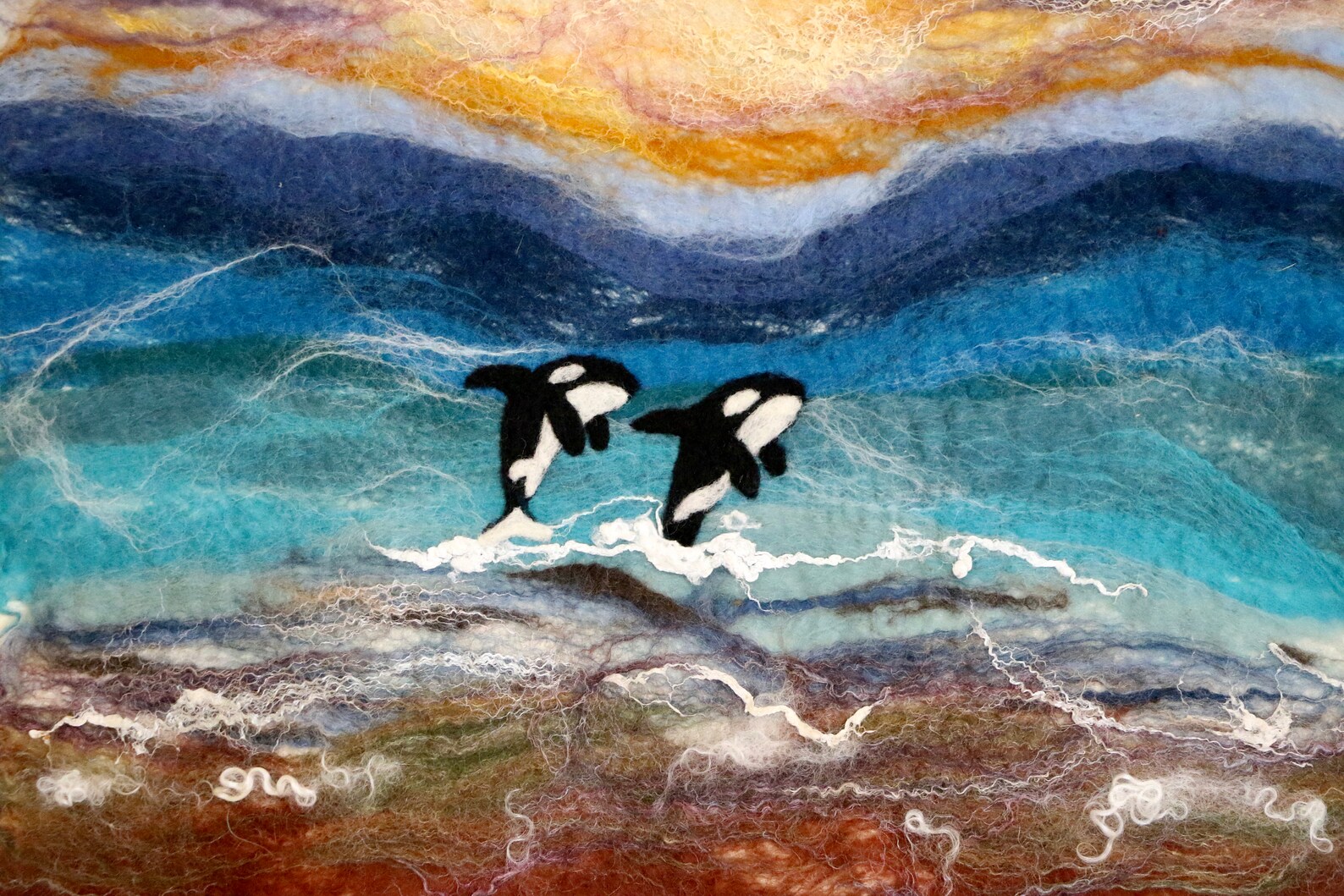 Wet Felting Lesson - Felted Landscape Tutorial - Wool Wall Hanging ...