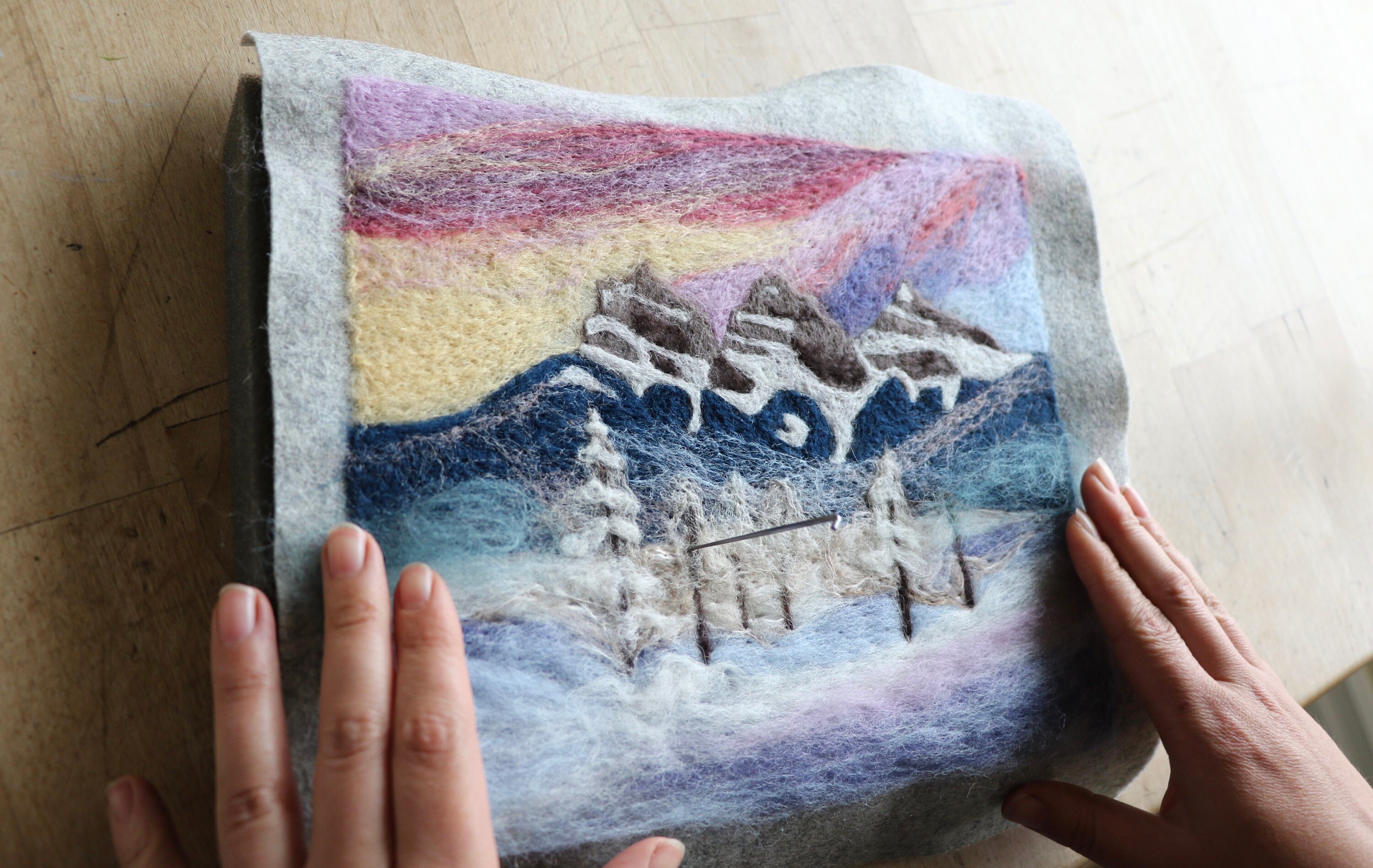 Felted Sky and Mountain Painting Kit Learn to Felt 2D - Etsy
