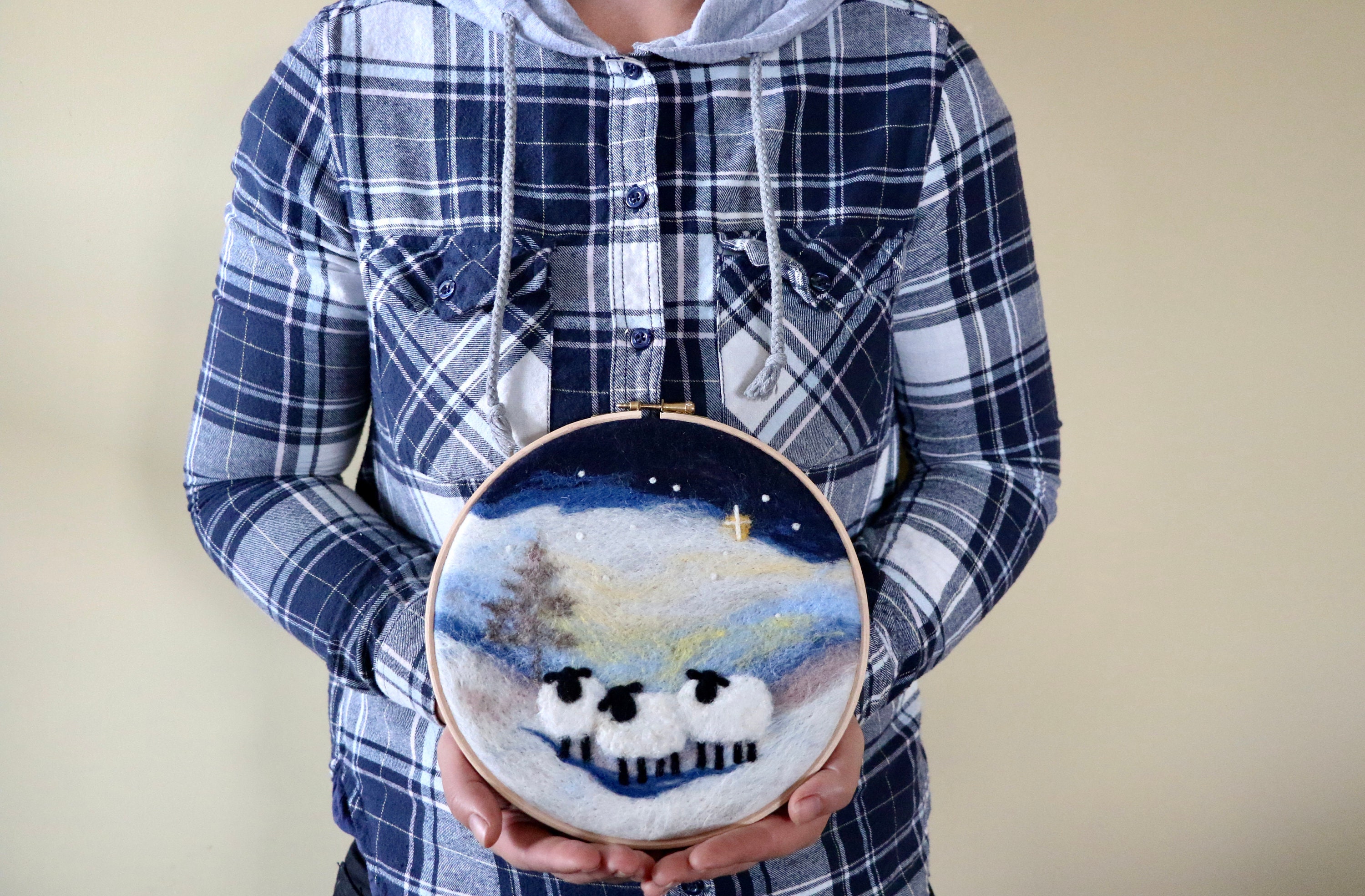 Sheep Felted Painting Kit Landscape Picture Needlepoint - Etsy Canada