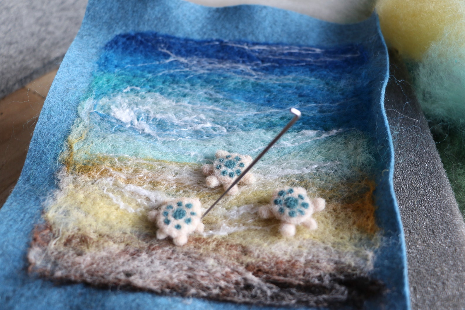Felted Sky and Ocean - Landscape Painting With Wool - Needle Felting ...