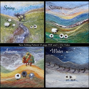 Needle Felted Painting Pattern - PDF and Video Tutorial - Four Seasons ...