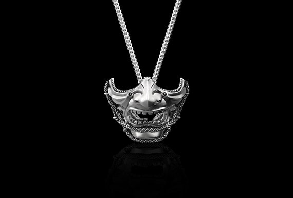 Stering Silver Half Face Samurai Mask Pendant Vintage | Etsy