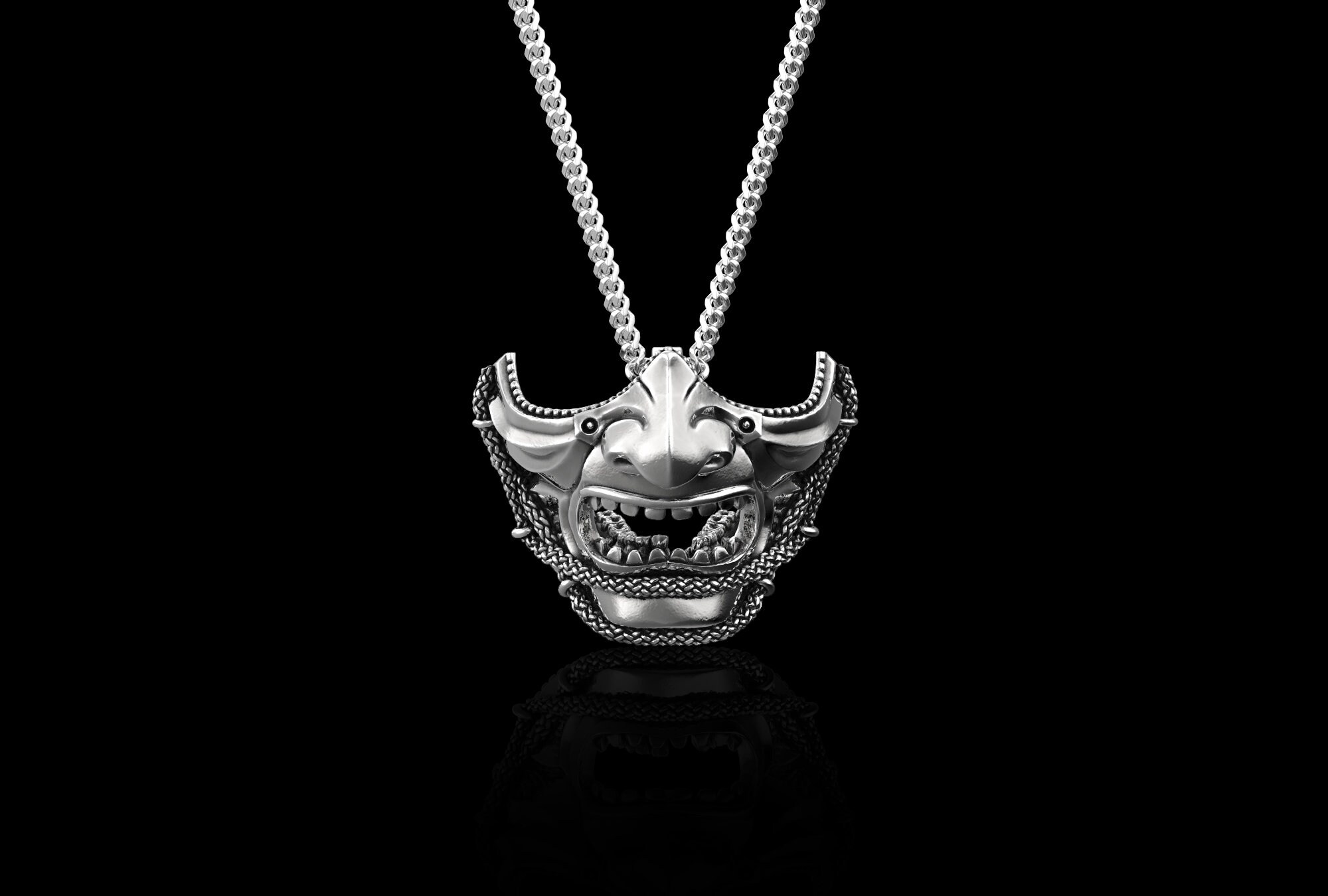Stering Silver Half Face Samurai Mask Pendant Vintage | Etsy