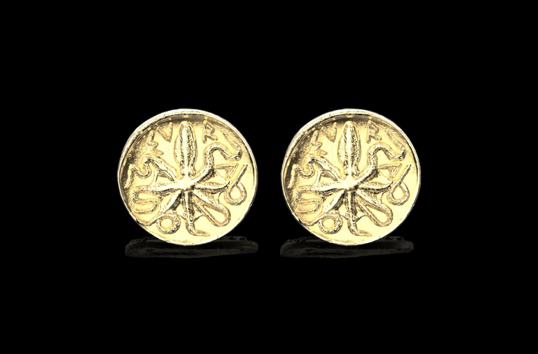 Bronze Ancient Greek Octopus Coin Cufflinks, Greek Sicilian Octopus ...