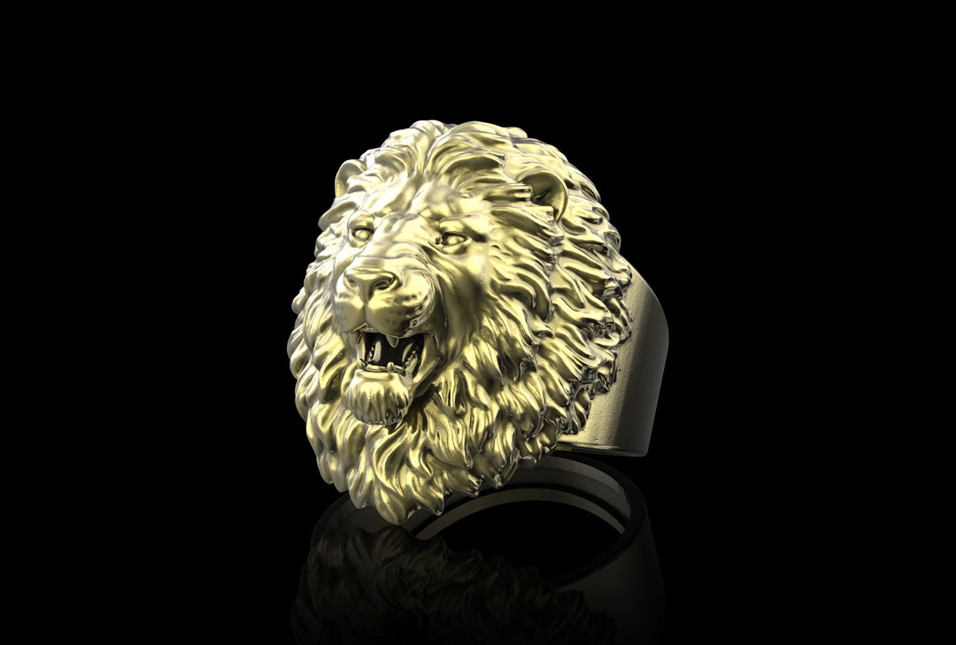 Brass Roaring Lion Ring, Leo Lion Ring, Angry Lion Jewelry, Lion Animal ...
