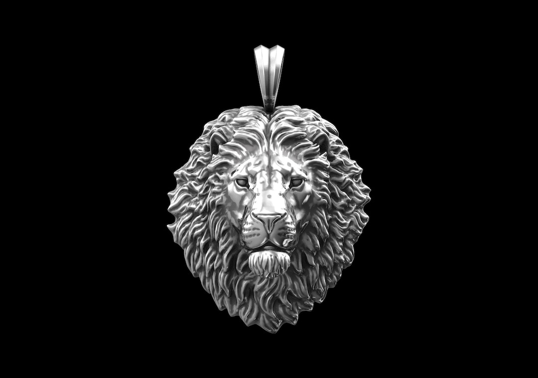 Large Size Silver Lion Necklace Pendant Lion King Jewelry - Etsy