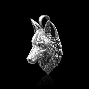 Personalized Large Size Wolf Pendant Necklace, Sterling Silver Wolf ...