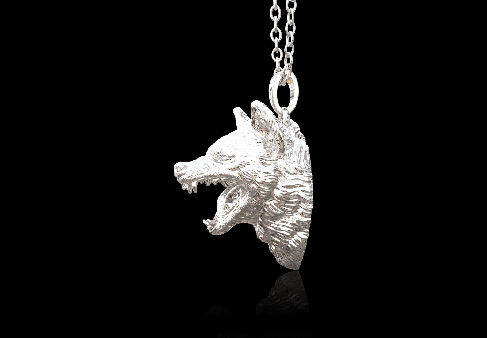 High-gloss Silver Angry Hyena Pendant, Beast Gothic Necklace, Handmade ...