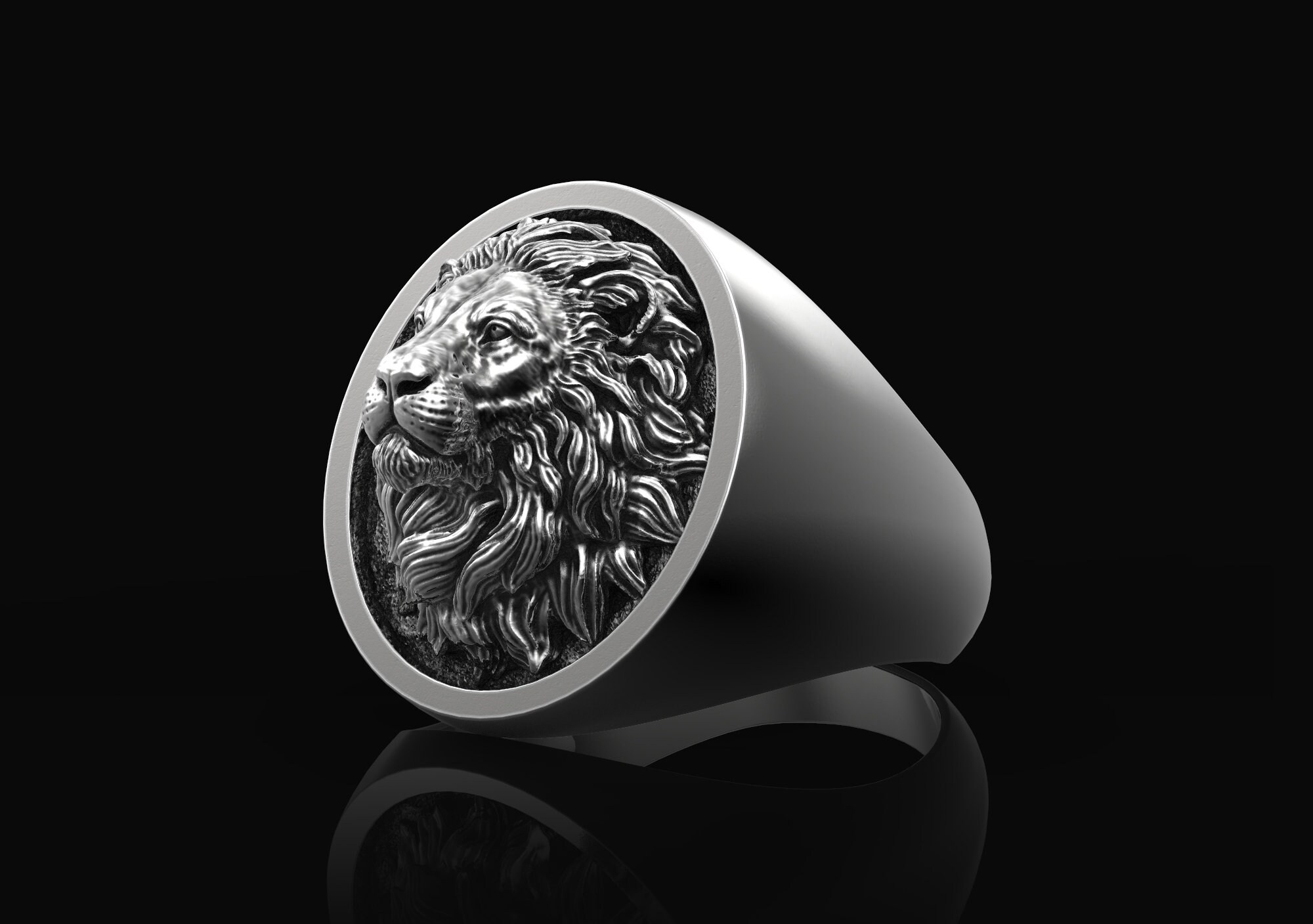 Lion Ring Silver Lion RingWild Lion RingAntique | Etsy
