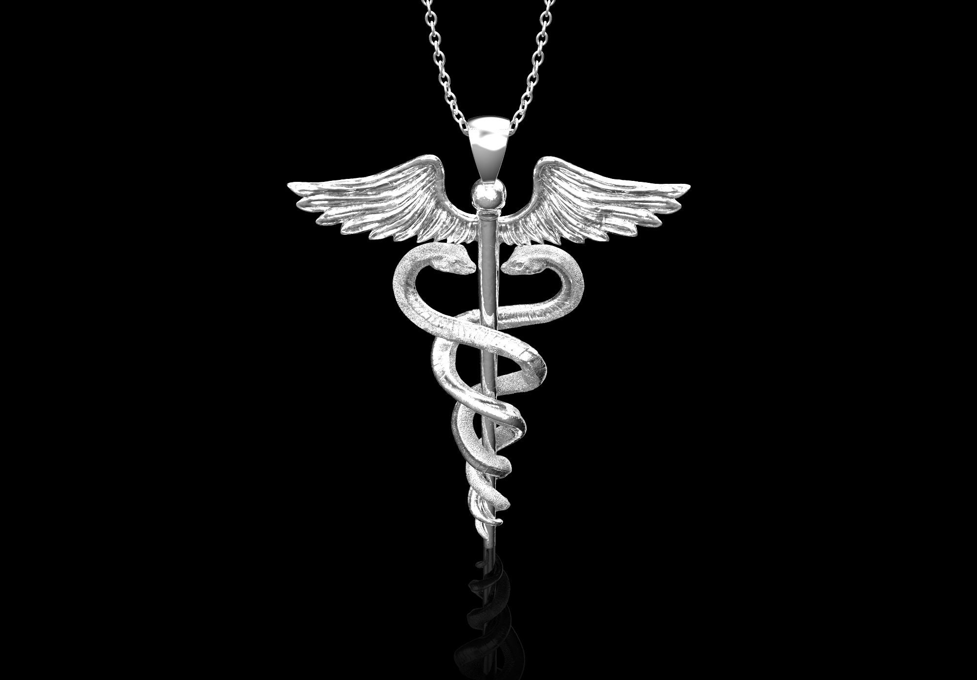 Sterling Silver Caduceus Pendant Necklace Medical Jewelry - Etsy