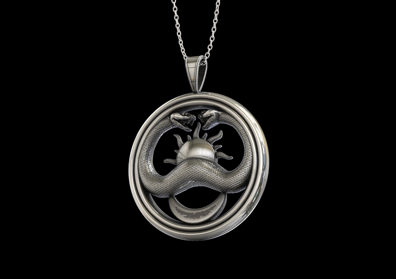 Sterling Silver Thulsa Doom Snake Necklace Pendant, Conan the Barbarian ...