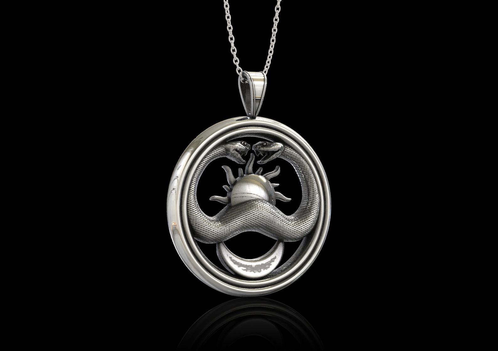 Sterling Silver Thulsa Doom Snake Necklace Pendant, Conan the Barbarian ...