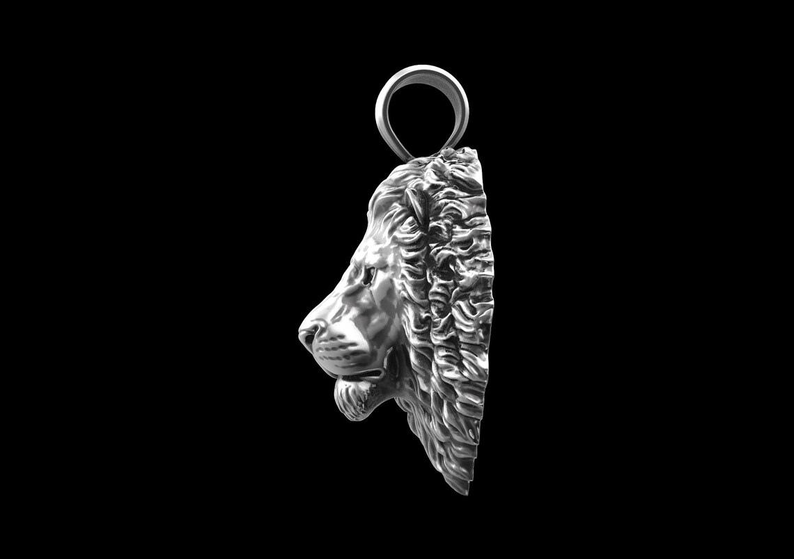 Large Size Silver Lion Necklace Pendant Lion King Jewelry | Etsy