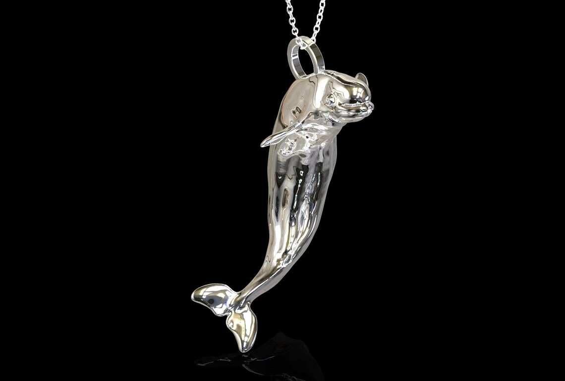 Sterling Silver Beluga Whale Pendant Necklace, Sea Life Marine Scuba ...