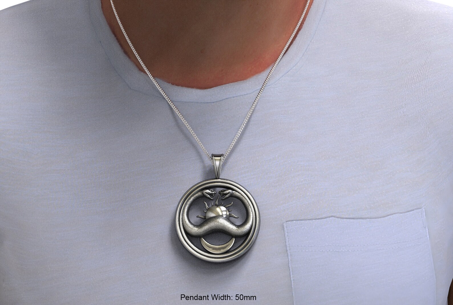 Sterling Silver Thulsa Doom Snake Necklace Pendant, Conan the Barbarian ...