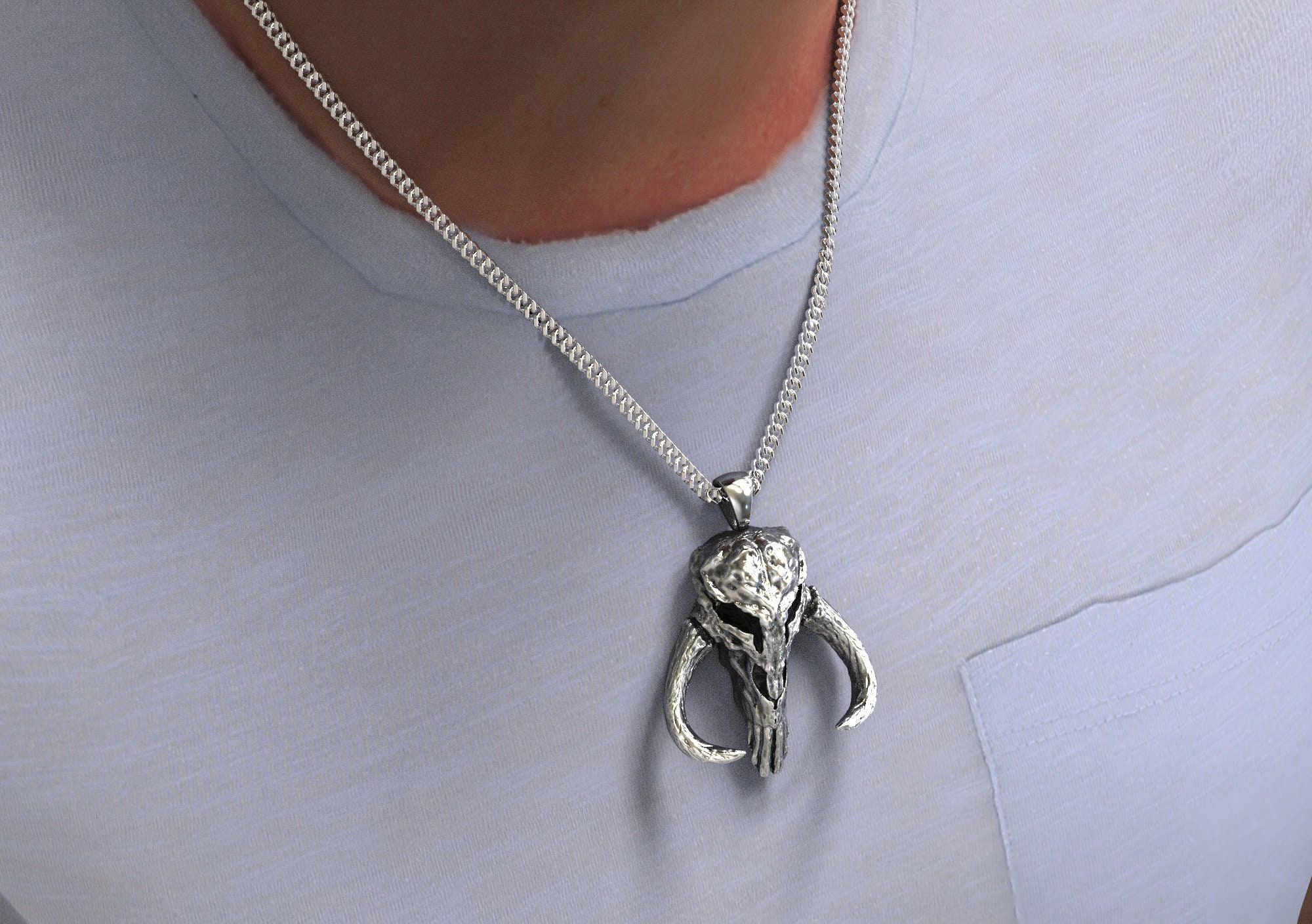Sterling Silver Star Wars Mythosaur Pendant Necklace, the Mandalorian ...