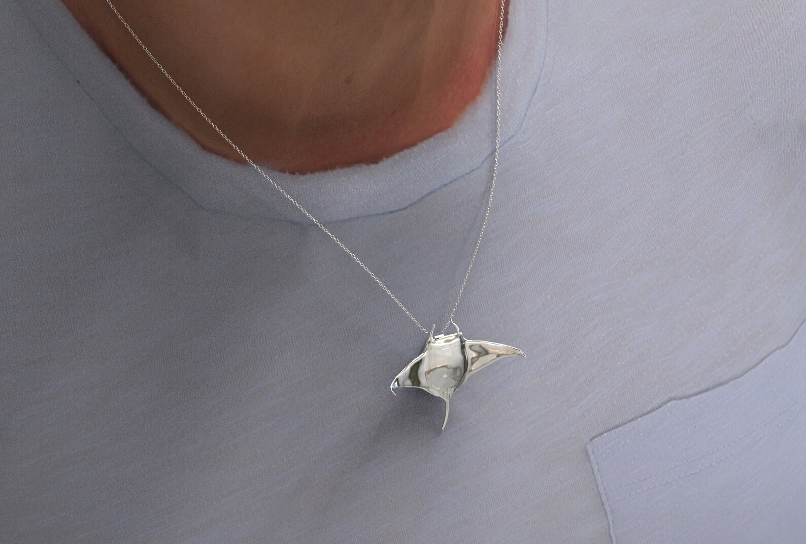 Sterling Silver Manta Ray Necklace Pendant Sea Life Marine - Etsy
