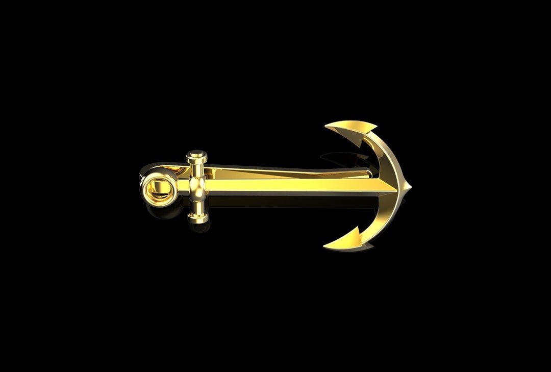 18K Gold Plated Anchor Tie Clip, Boat Cruise Ship Tie Bar, Present for ...