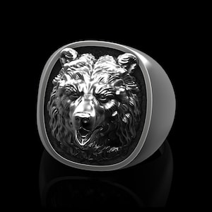Bear Ring, Bear Silver Ring, Grizzly Bear Ring,bear Ring for Men, Mens ...