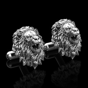 Lion Cufflinks Silver Lion Cufflinks Sterling Silver Lion - Etsy