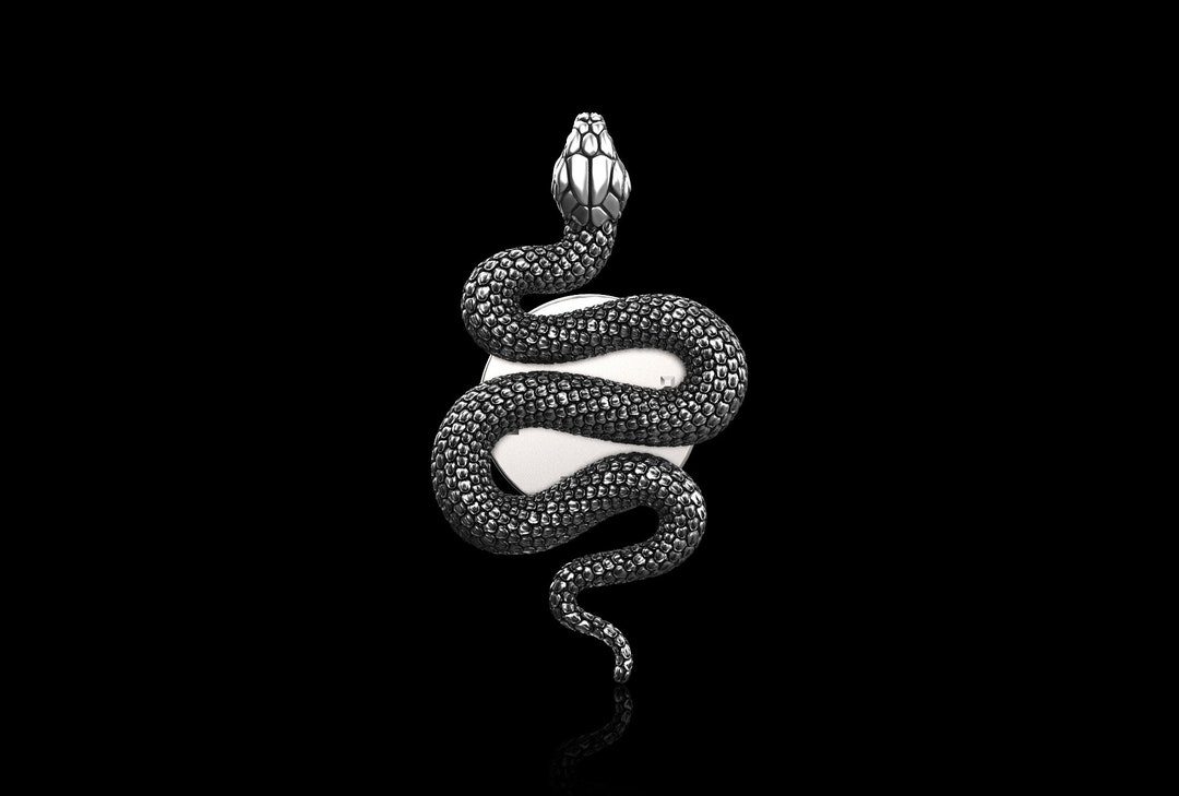 Sterling Silver Snake Lapel Pins Gothic Badge, Serpent Men's Brooch ...