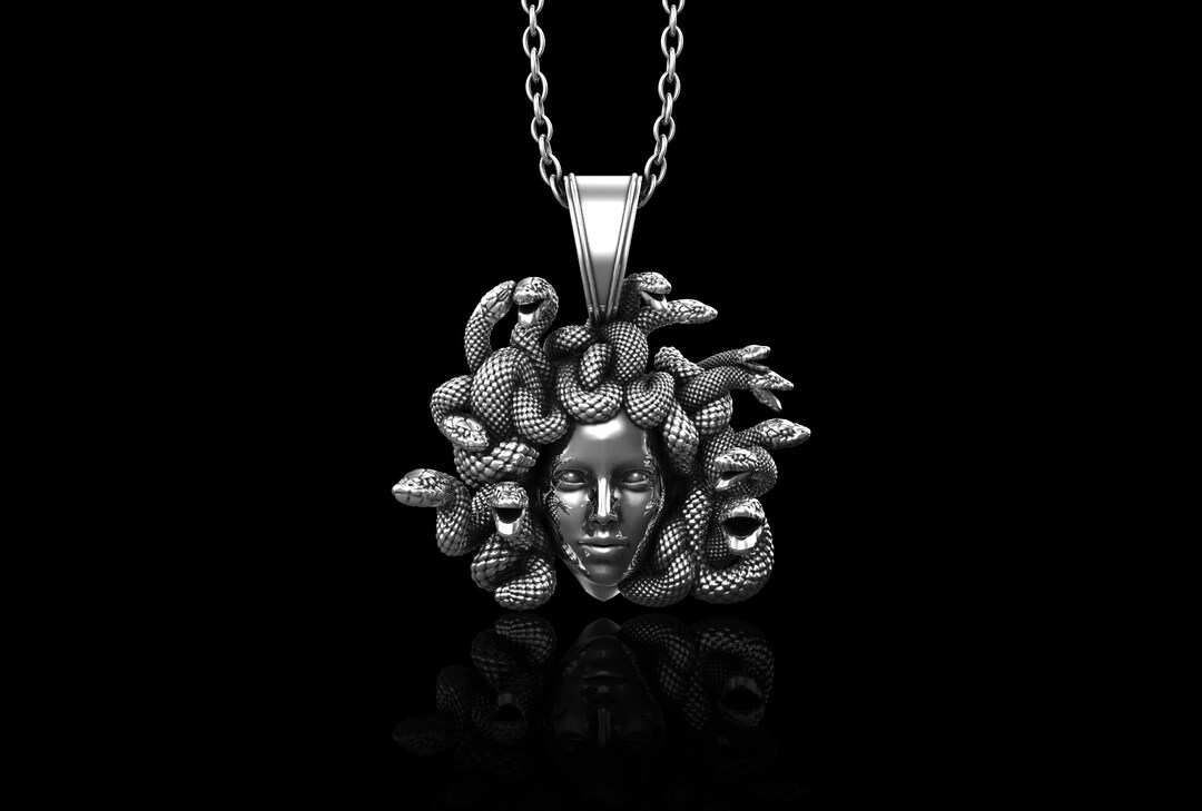 Small Size Antique Sterling Silver Medusa Pendant, Ancient Greek ...