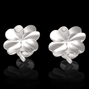 Sterling Silver Clover Four Leaf Cufflinks, Clover Lucky Cufflinks ...